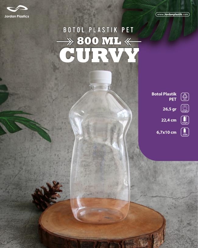 BOTOL PLASTIK PET 800 ML CURVY